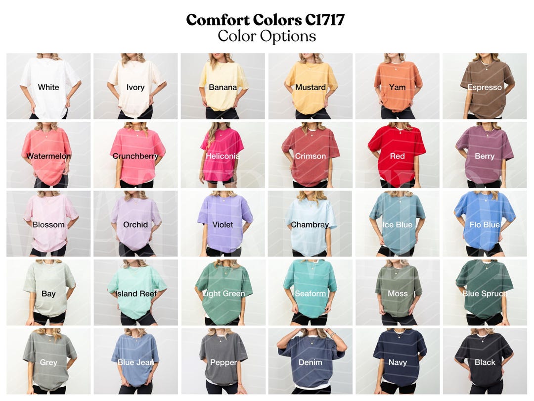 Comfort Colors C1717 Color Chart PNG Digital Download Mockup Color ...