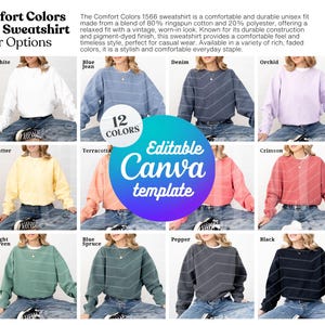 Editable Comfort Colors 1566 Color Chart Canva Template Printful ...