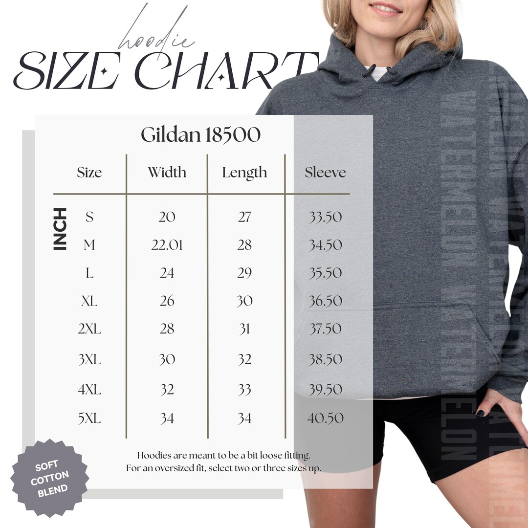 Gildan 18500 Size Chart Mockup Hoodie 18500 Sizing Cm Inches Unisex ...