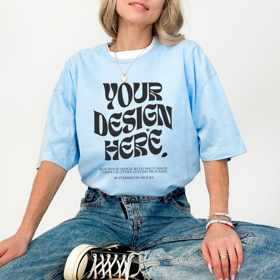 Gildan 64000 Light Blue Tshirt Mockup 64000 Tshirt Mockup Light Blue ...