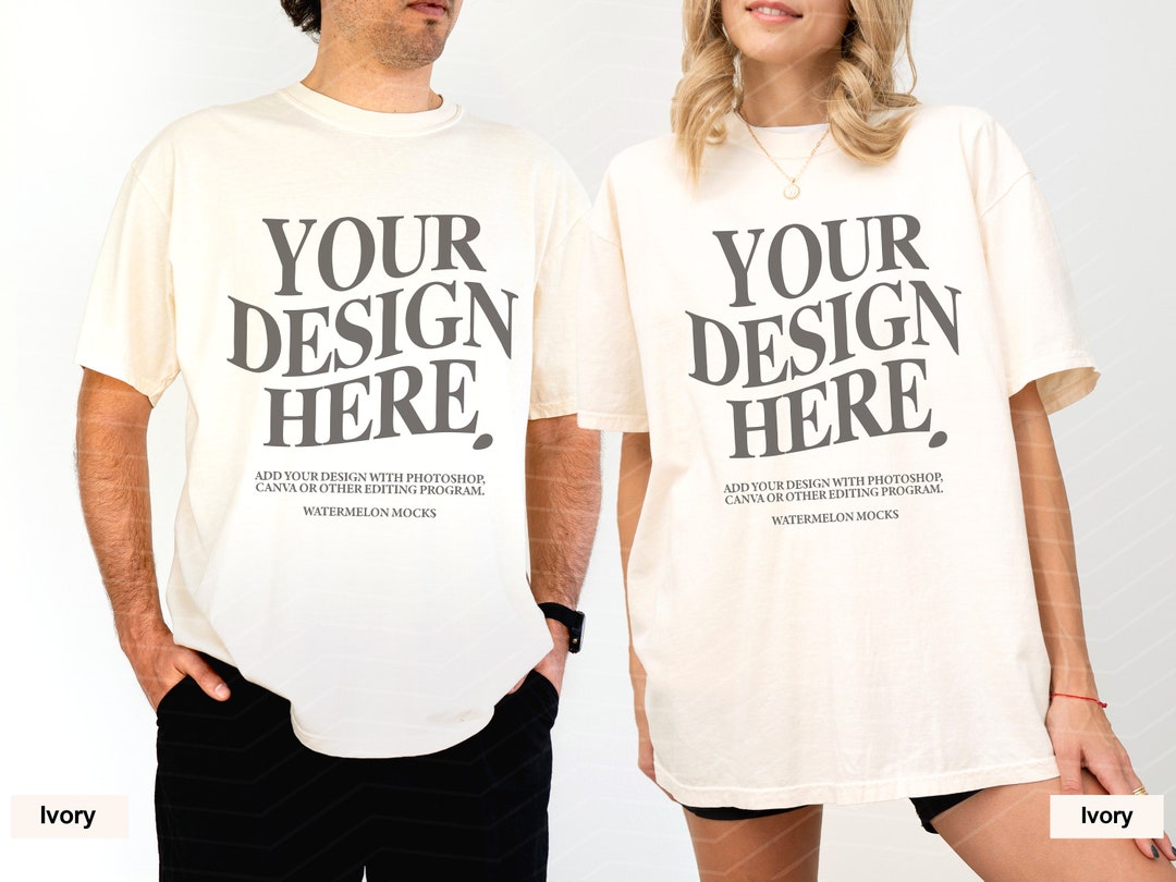 Couple Comfort Colors C1717 Ivory Ivory Mockup C1717 Couple Mockup ...