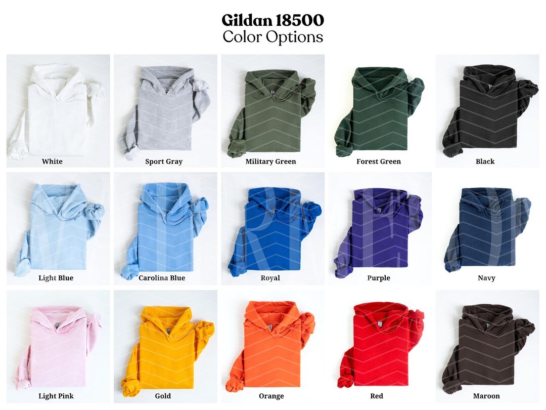 Gildan 18500 Color Chart Printful Hoodie 18500 Color Options Gildan ...