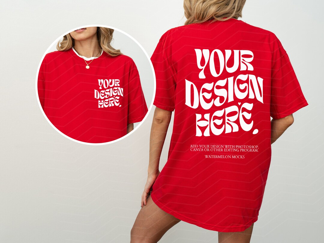 Front and Back Comfort Colors Red Mockup C1717 Red Mockup Front Back ...