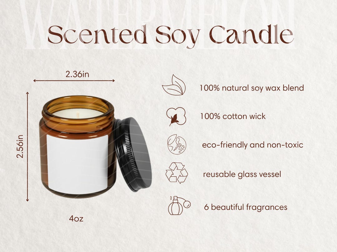Scented Soy Candle Size Chart and Product Details Candle Size Guide and ...