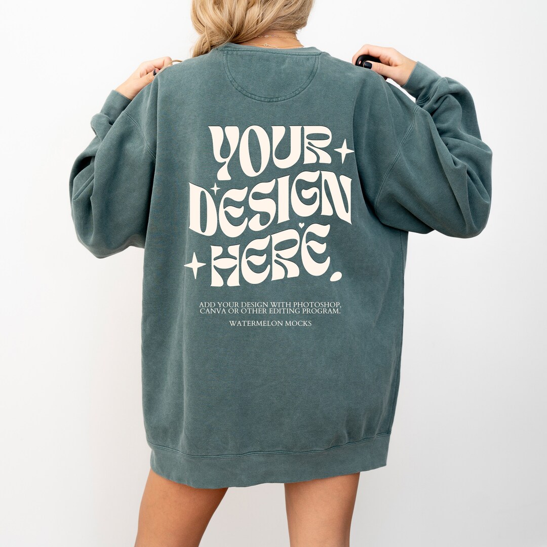 Back Comfort Colors 1566 Blue Spruce Mockup Print on Back Blue Spruce ...