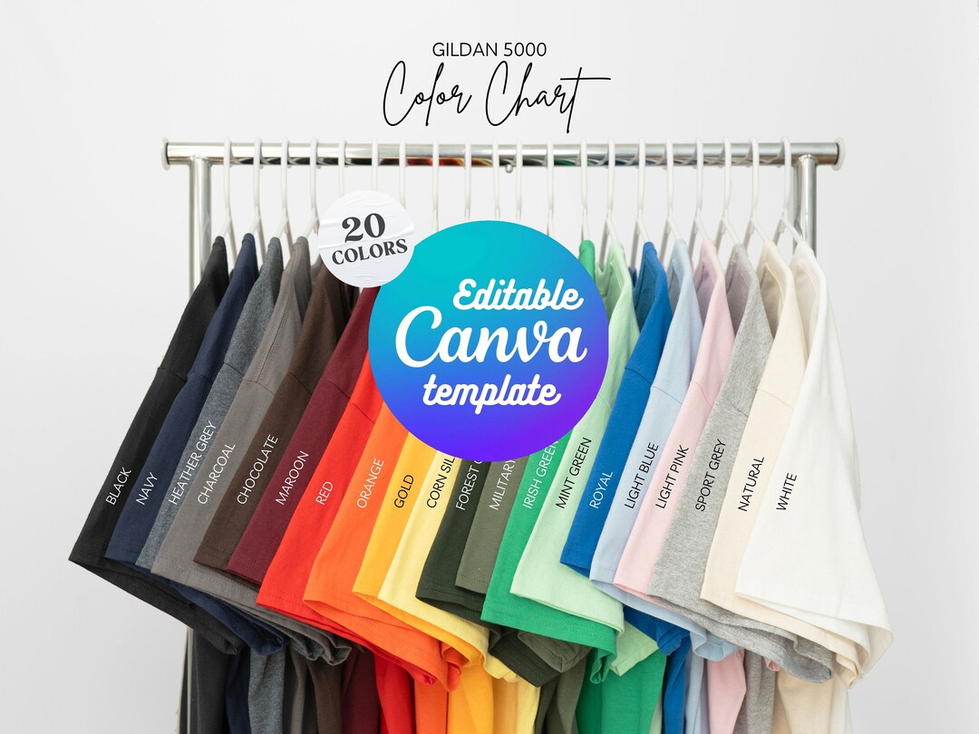 Gildan 5000 Color Chart Printful Tshirt 5000 Color Palette Options G500 ...