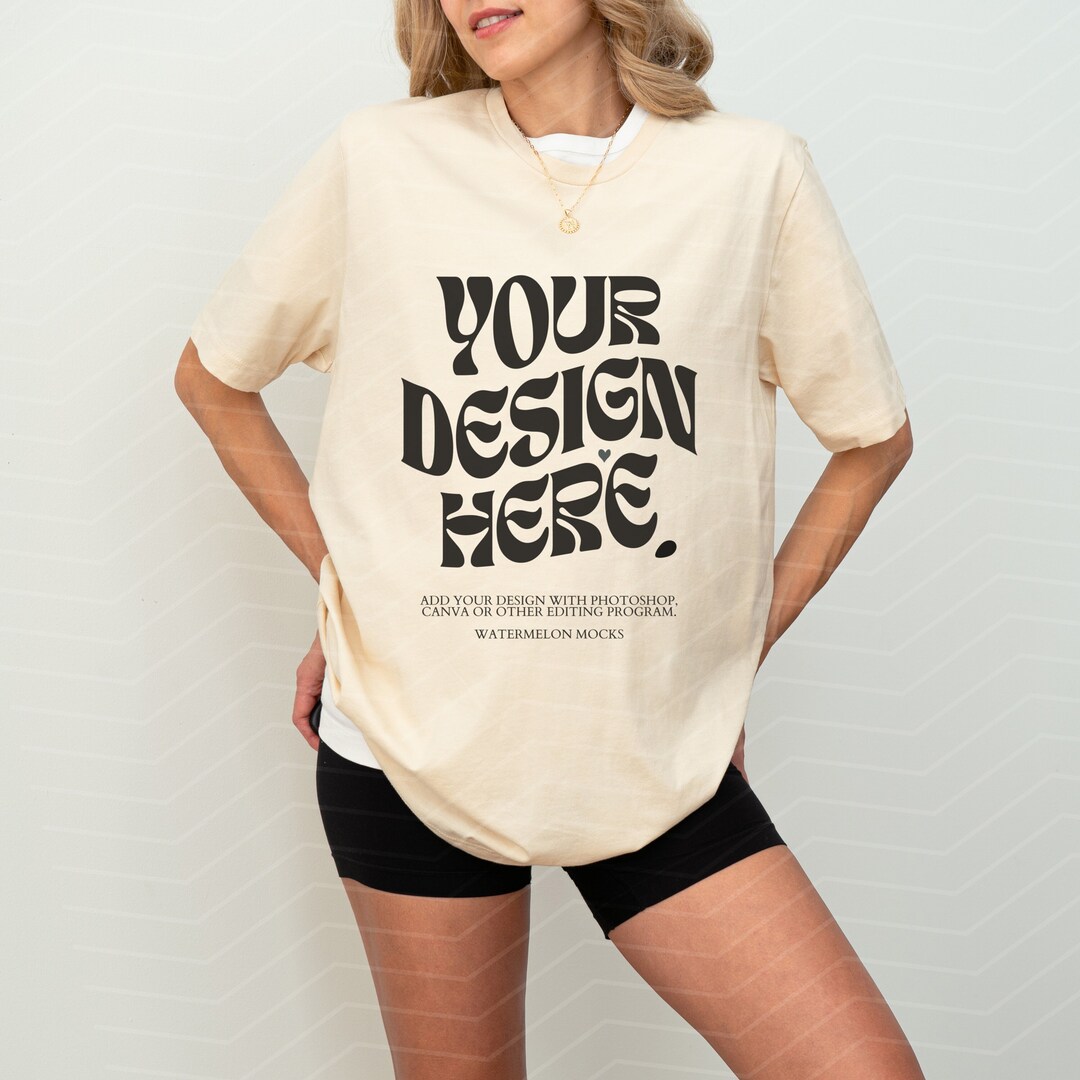 Soft Cream Bella Canvas 3001 Tshirt Mockup Soft Cream Bella Canvas 3001 ...