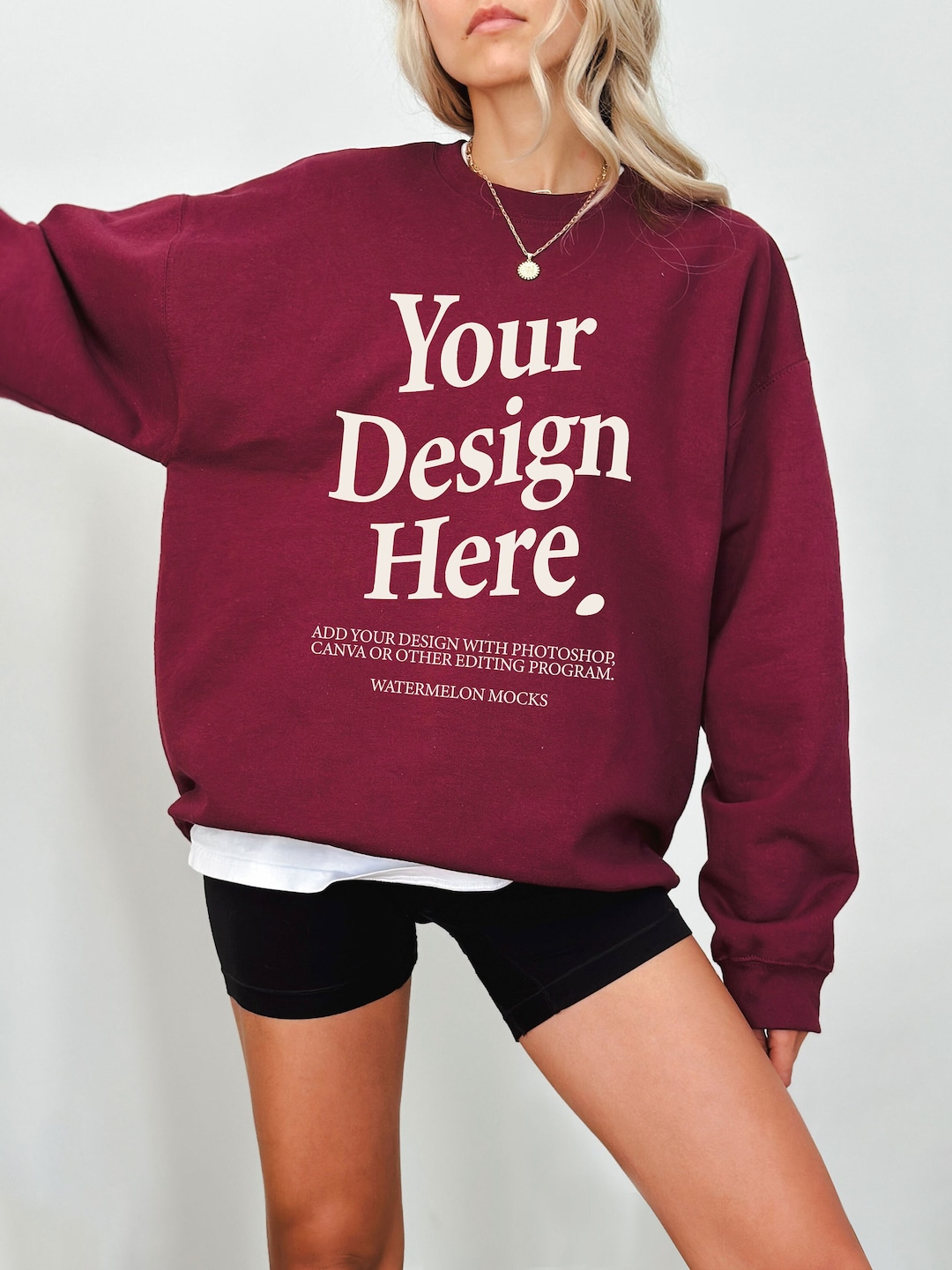 Gildan 18000 Maroon Mockup Maroon Sweatshirt Mockup Oversized Maroon ...