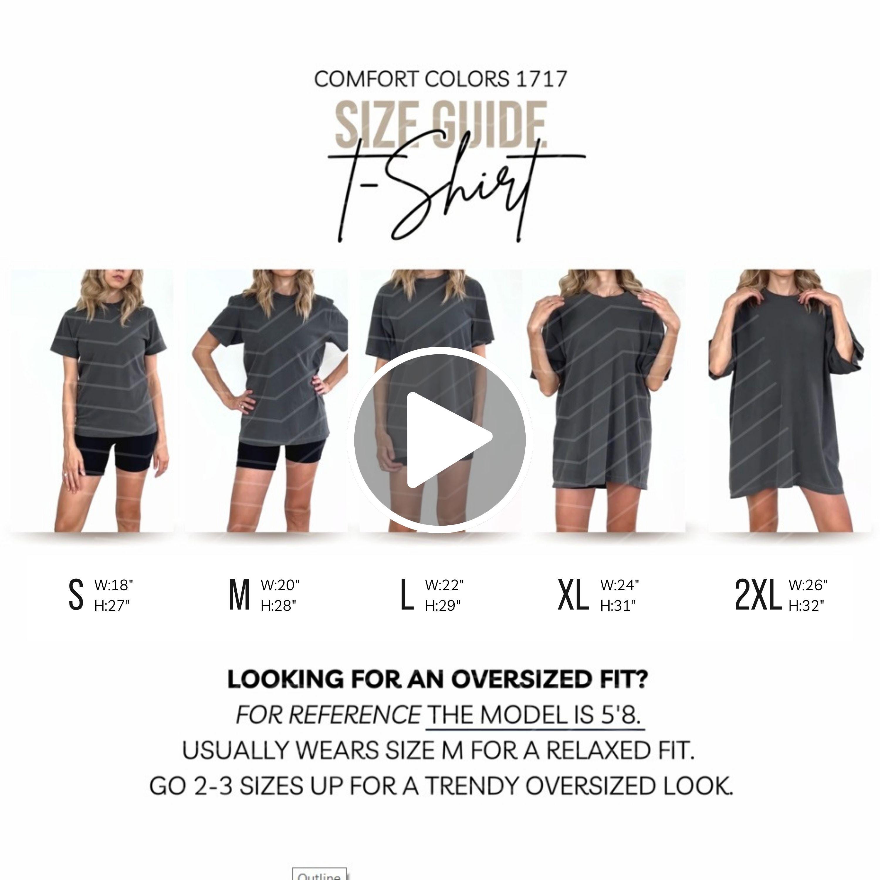 Comfort Colors C1717 Video Size Guide Printable Sizechart Video Size ...