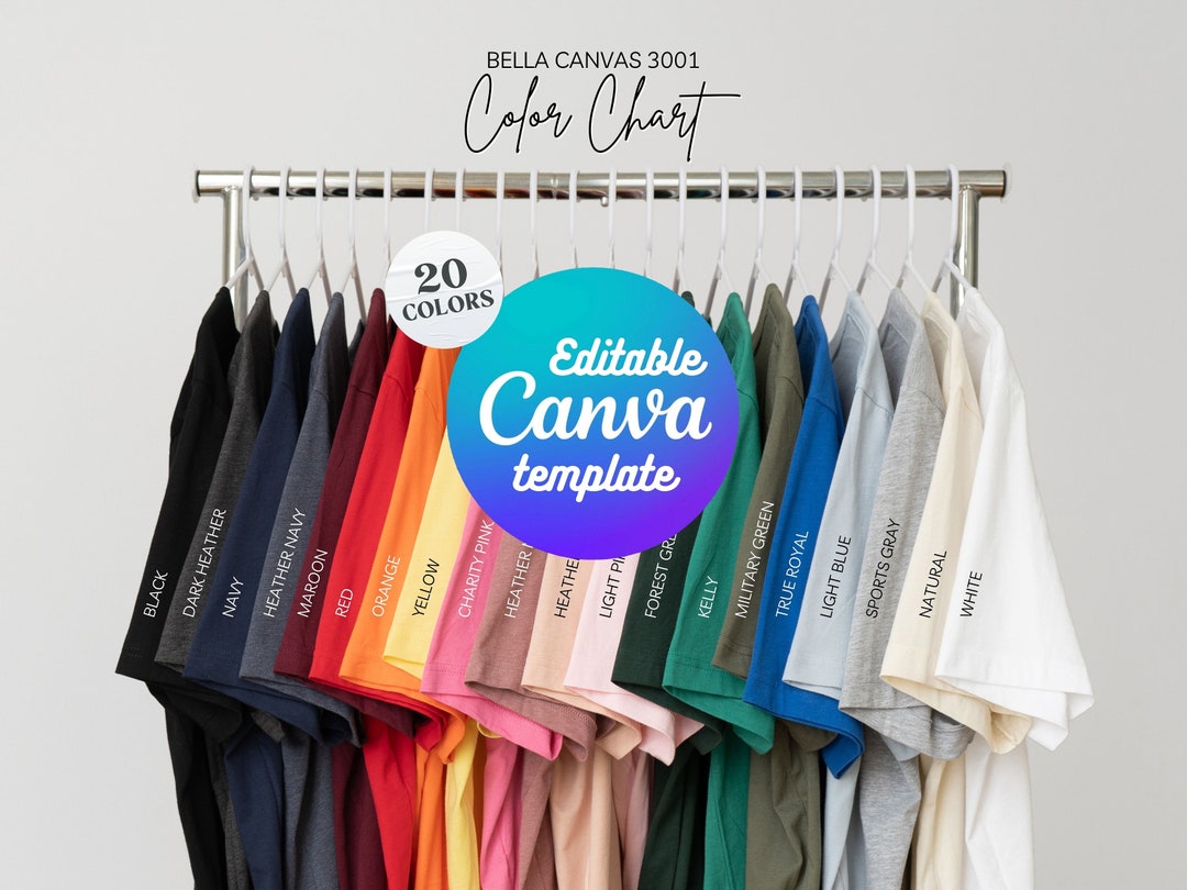 Bella Canvas 3001 Color Chart Printful Tshirt 3001 Color Palette ...