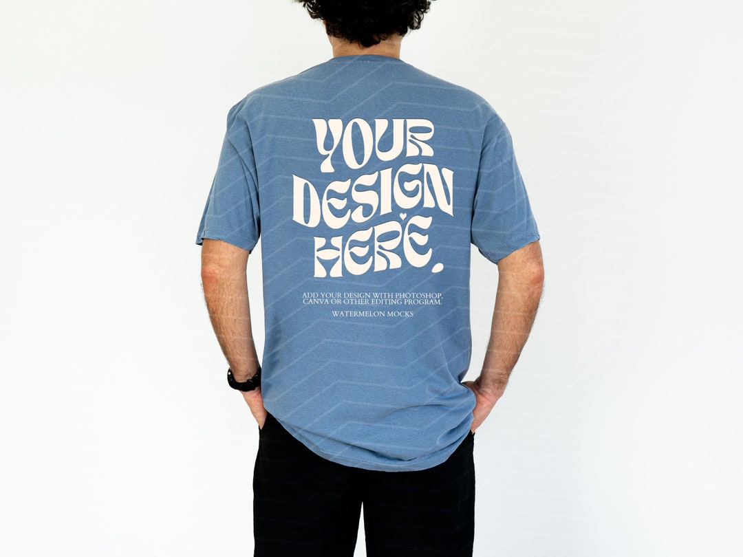 Comfort Colors Back Blue Jean Mockup Male C1717 Blue Jean Mock up C1717 ...
