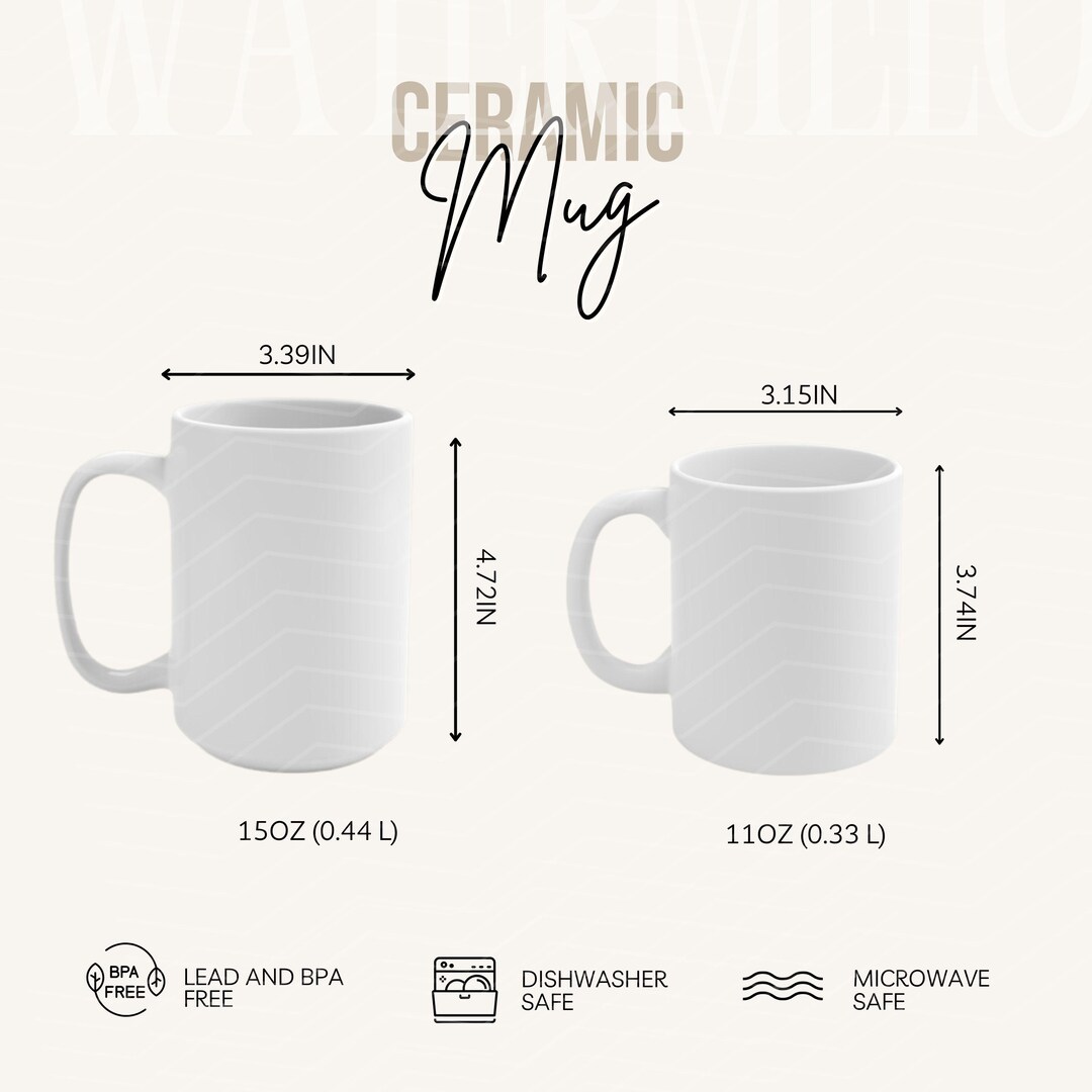 Ceramic Mug Size Chart White Mug Care Card 11oz Mug Mockup Printify Mug ...