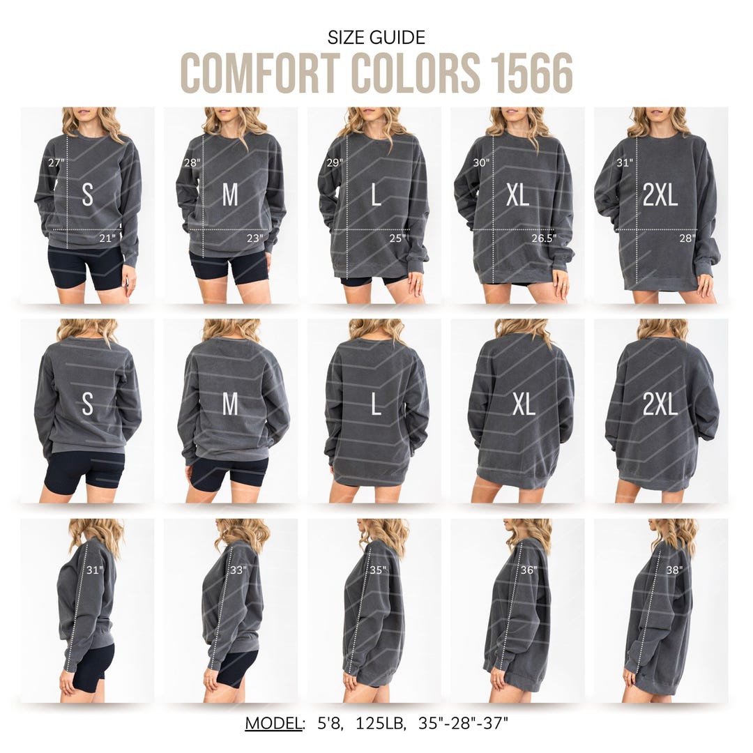 Comfort Colors 1566 Size Chart Oversized Sweatshirt Size Chart Canva ...