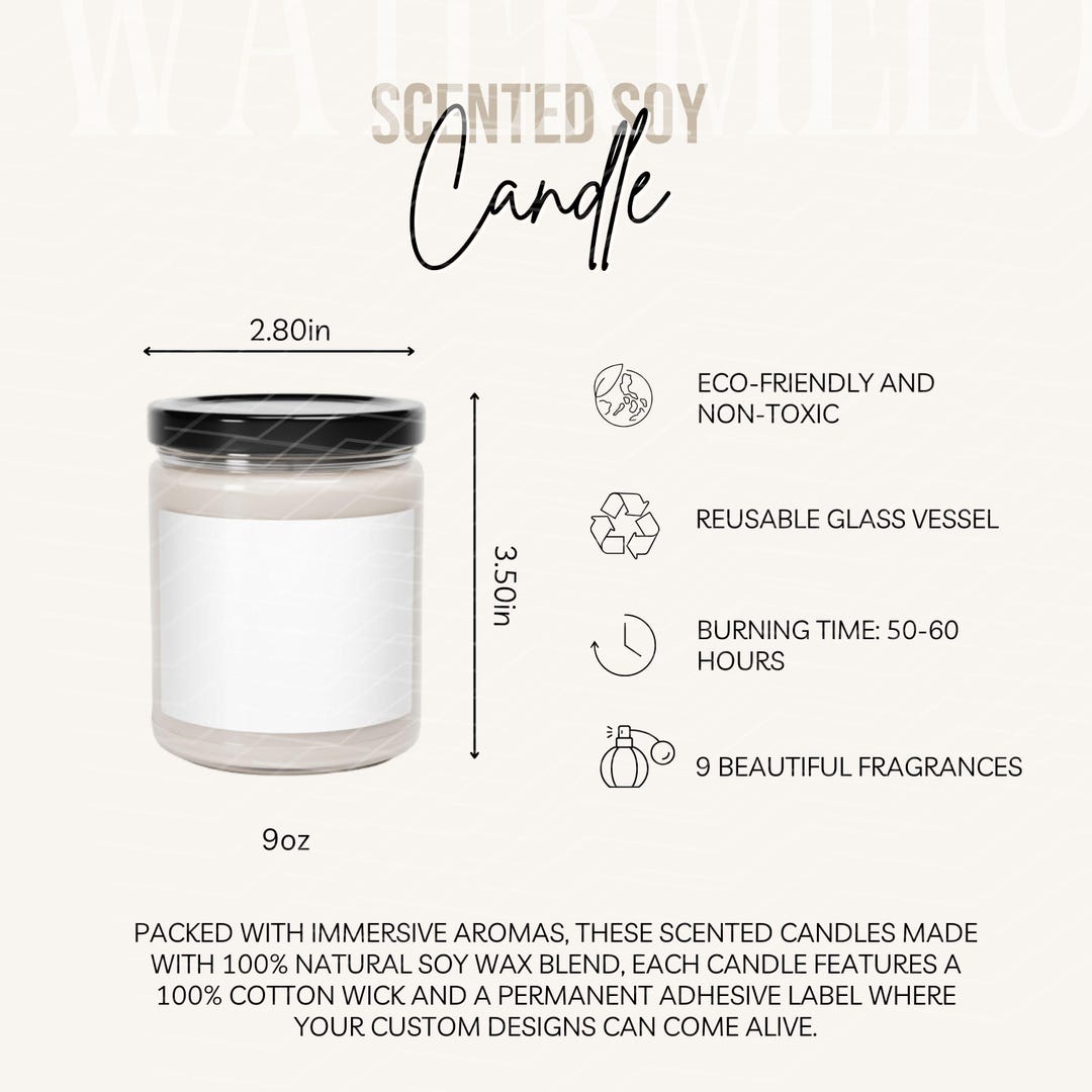 Scented Soy Candle Size Chart and Product Details Candle Size Guide and ...