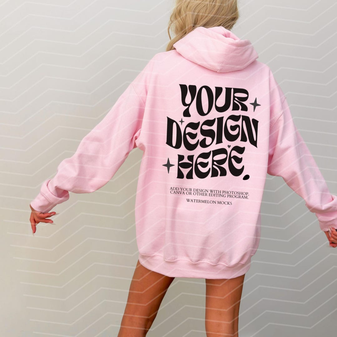 Gildan 18500 Light Pink Back Mockup Hoodie Mockup Oversized Mockup ...