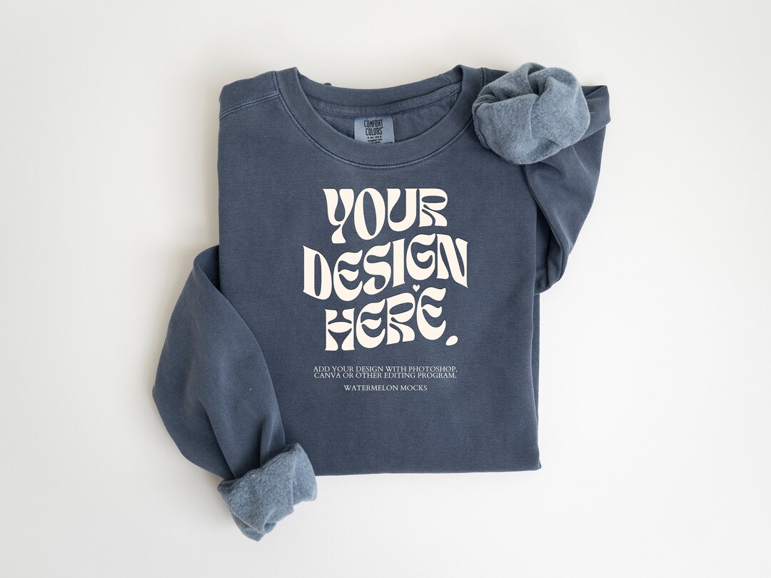 Comfort Colors 1566 Denim Mockup Comfort Colors Denim Folded Sweatshirt ...