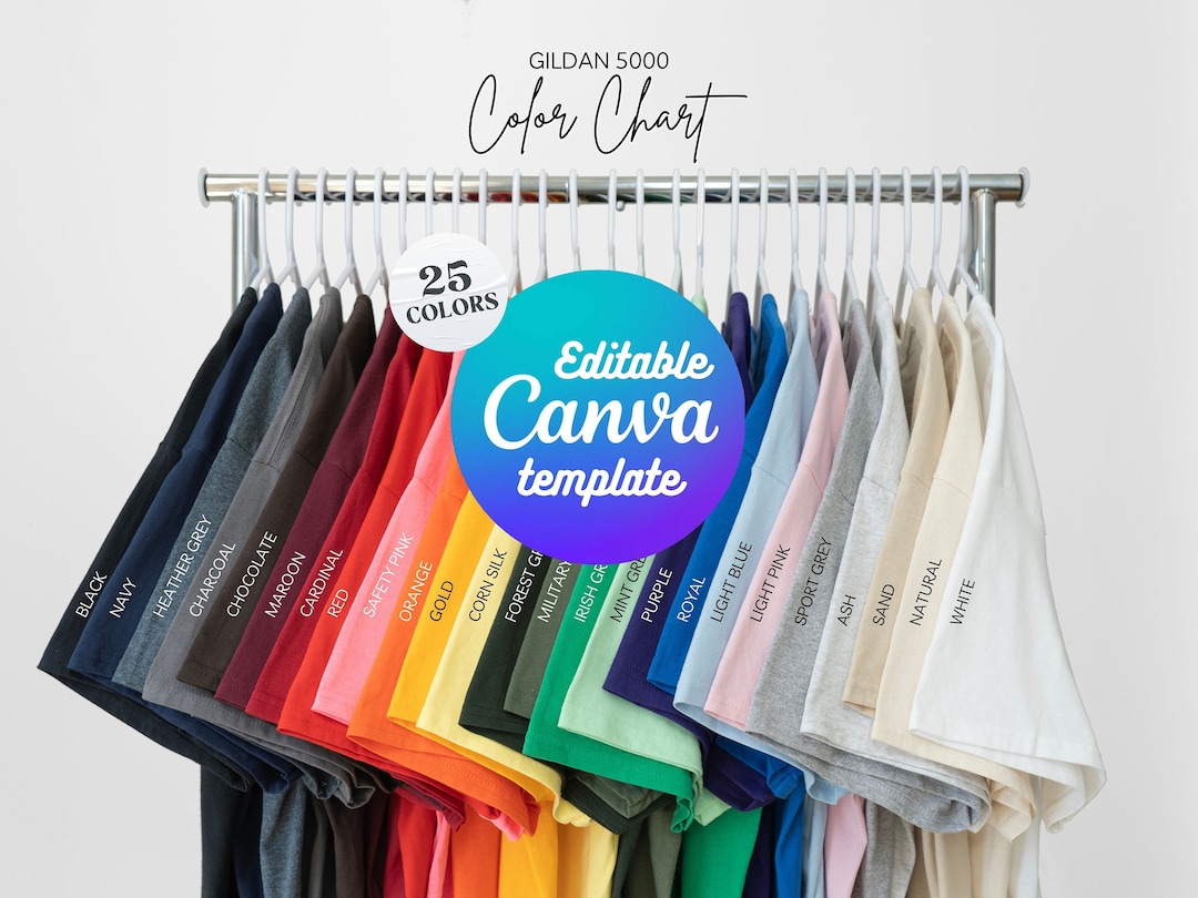 Gildan 5000 Color Chart Printful Tshirt 5000 Color Palette Options G500 ...