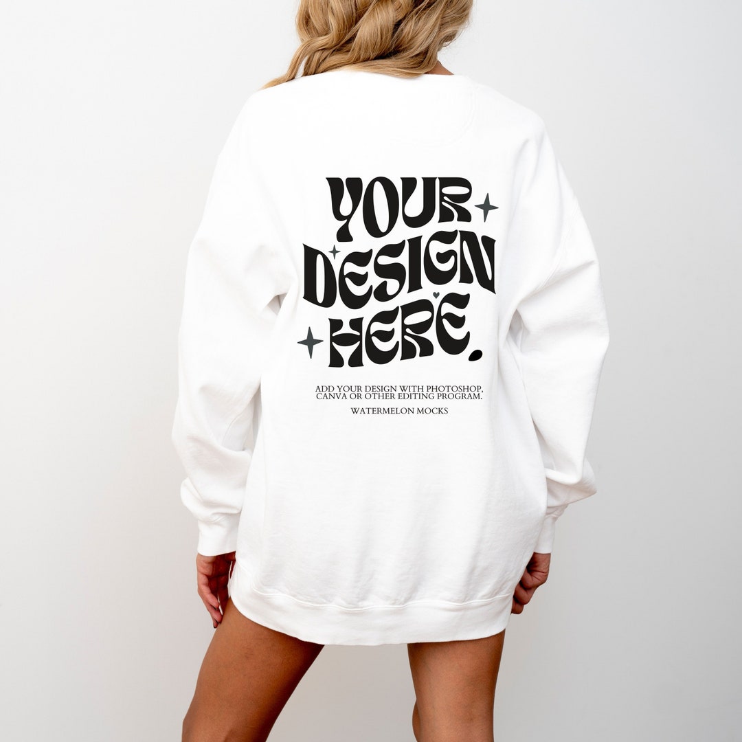 Back Comfort Colors 1566 White Mockup Print on Back White Mockup ...