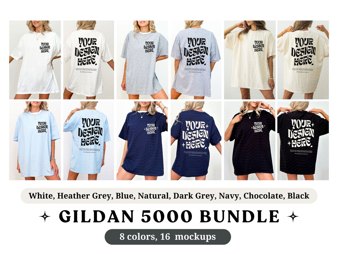 Front and Back Gildan 5000 Bundle Mockup Front Back Gildan 5000 Mockup ...