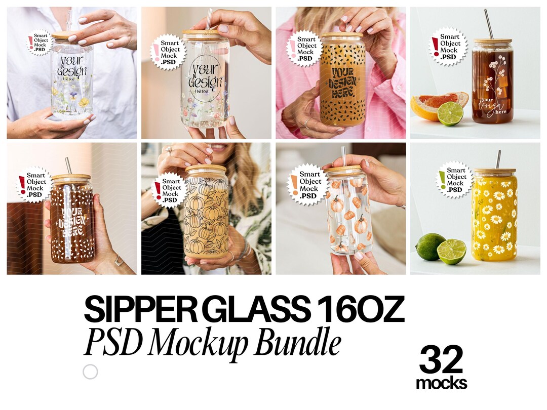 Clear Libbey Glass Mockup Bundle 16 Oz Coffee Cup Mockup Bubdle 16 Oz ...