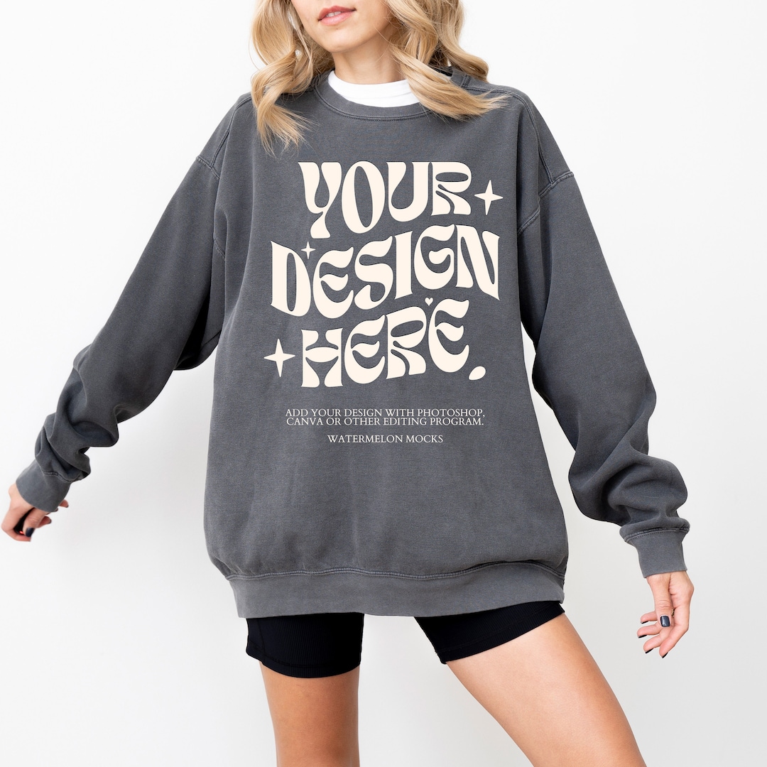 Comfort Colors 1566 Pepper Mockup Comfort Colors Pepper Sweatshirt Mock ...