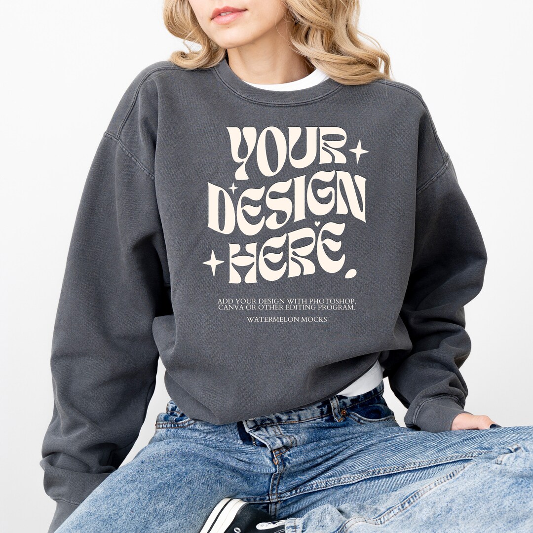 Comfort Colors 1566 Pepper Mockup Comfort Colors Pepper Sweatshirt Mock ...