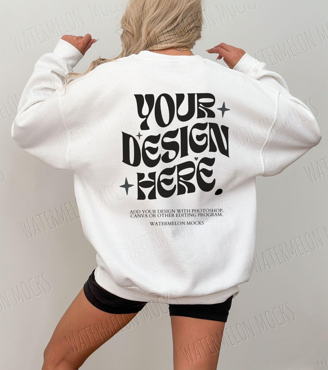Gildan 18000 Back Sweatshirt Mockup White Sweatshirt White Words on ...