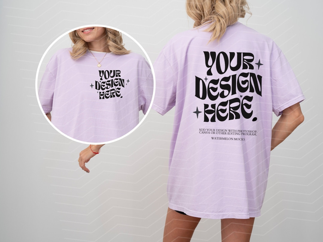 Front and Back Comfort Colors Orchid Mockup C1717 Orchid Mockup Front ...