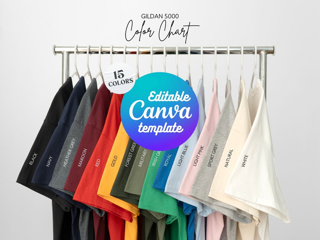 Gildan 5000 Color Chart Printful Tshirt 5000 Color Palette Options G500 ...
