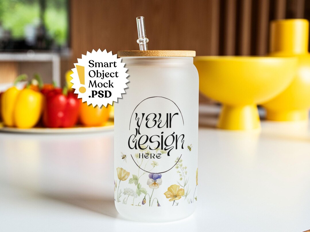 Frosted Libbey 16 Oz Glass Coffee Cup Mockup 16 Oz Libbey Cup Mockup ...