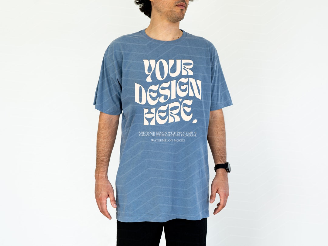 Comfort Colors Mockup Blue Jean Mockup Male C1717 Blue Jean Mockup ...