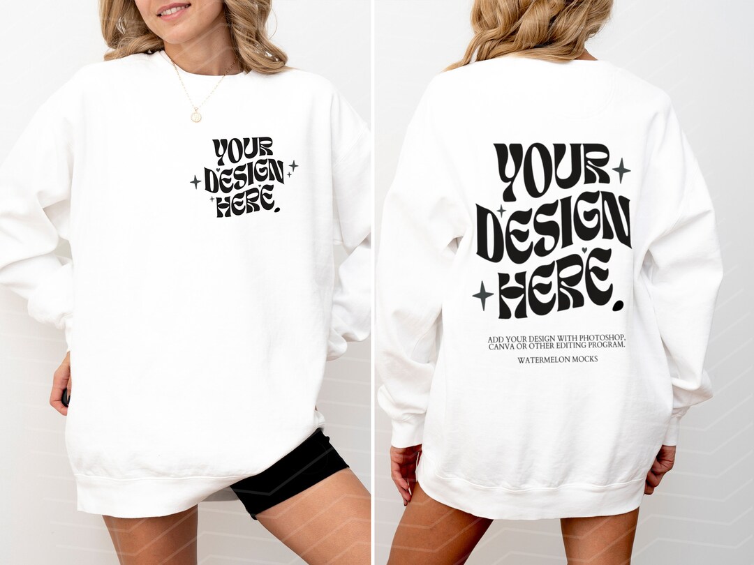 Front Back Comfort Colors 1566 White Mockup Front and Back White Mockup ...