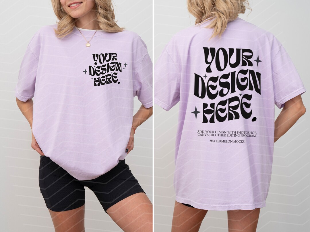 Front and Back Comfort Colors Orchid Mockup C1717 Orchid Mockup Front ...
