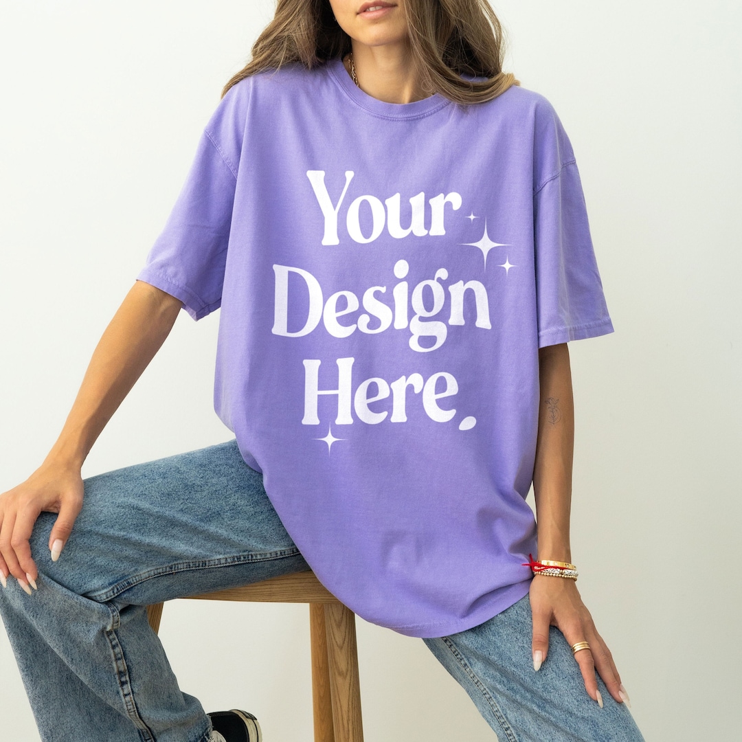 Comfort Colors C1717 Violet Mockup Oversized Tshirt Mockup Model Mockup ...
