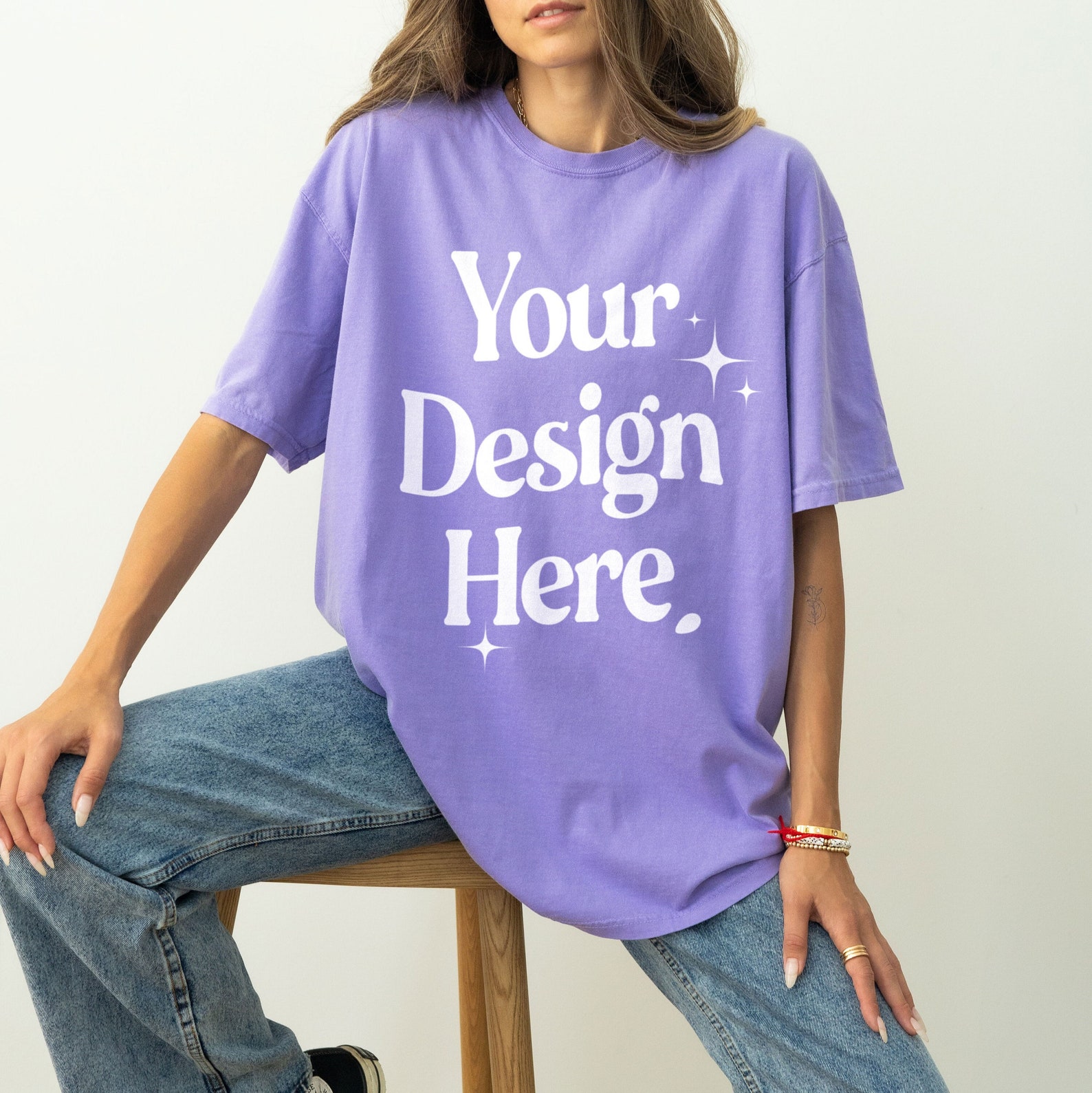 Comfort Colors C1717 Violet Mockup Oversized Tshirt Mockup Model Mockup ...