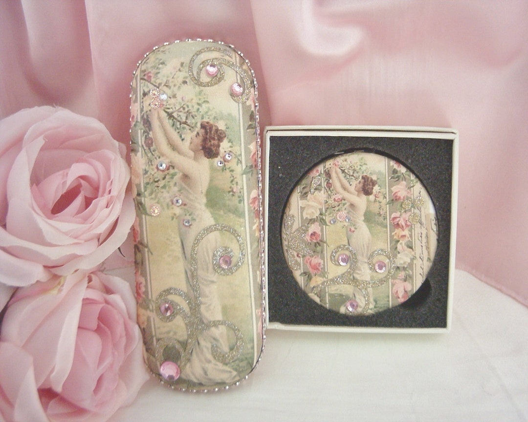 Shabby Chic Victorian~eyeglass/trinket Case W/matching Compact ...