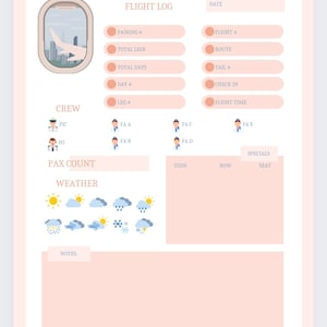 Printable Flight Attendant Log A4 - Etsy