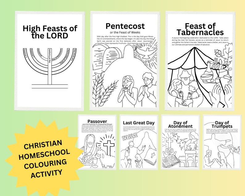 LORDS FEASTS Christian Kids Homeschool Coloring Activity Printable ...