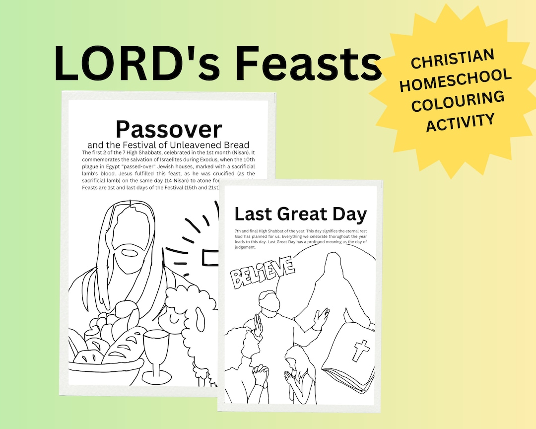 LORDS FEASTS Christian Kids Homeschool Coloring Activity Printable ...