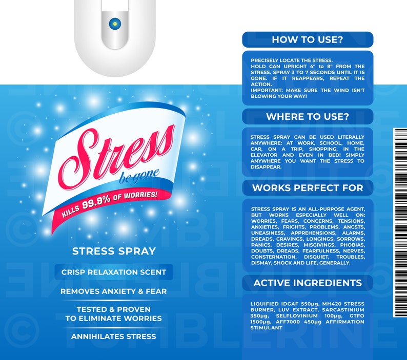 STRESS Be Gone Spray Seamless Anxiety Worry Affirmation Tumbler Wrap ...