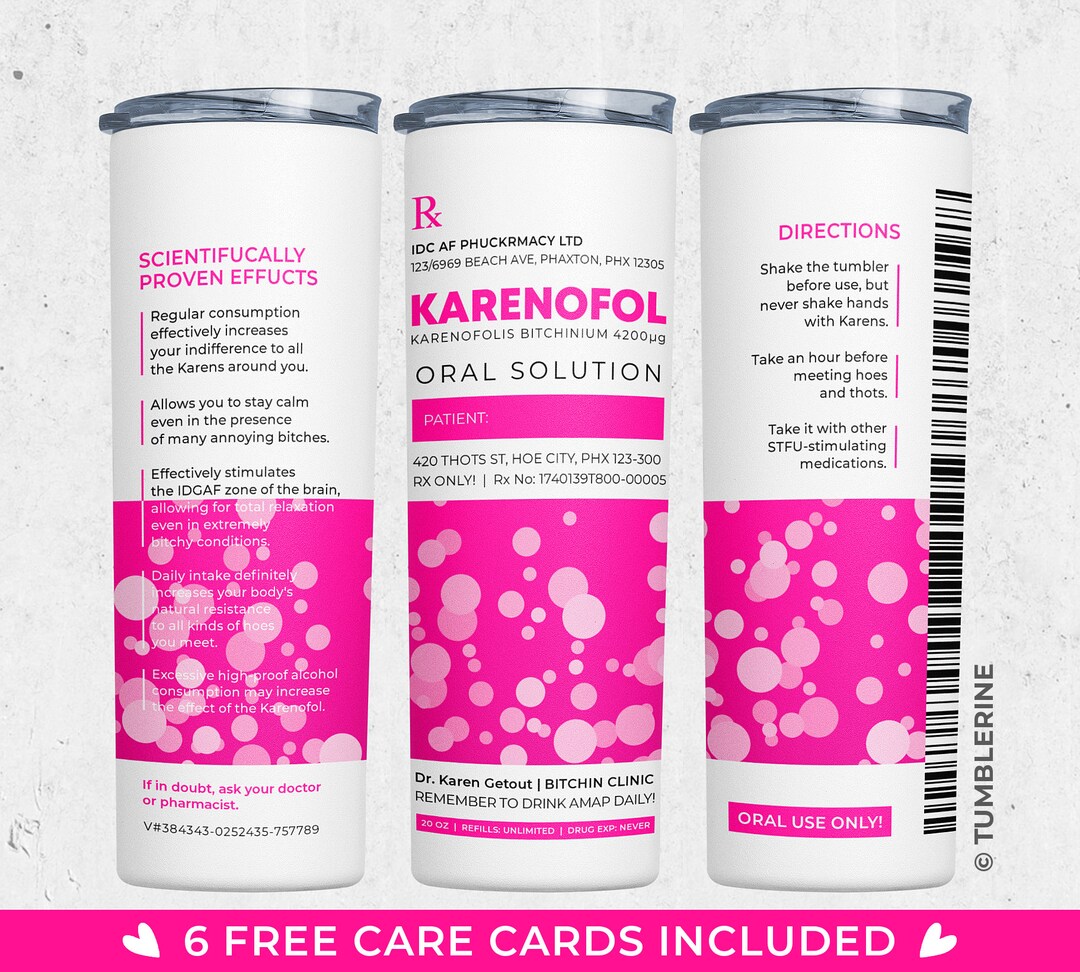 KARENOFOL Prescription Funny 20oz Skinny Tumbler Wrap, Seamless ...