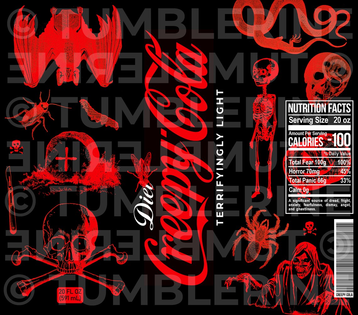 CREEPY COLA Soft Drink Novelty Tumbler Wrap, Scary Creepy Tumbler ...