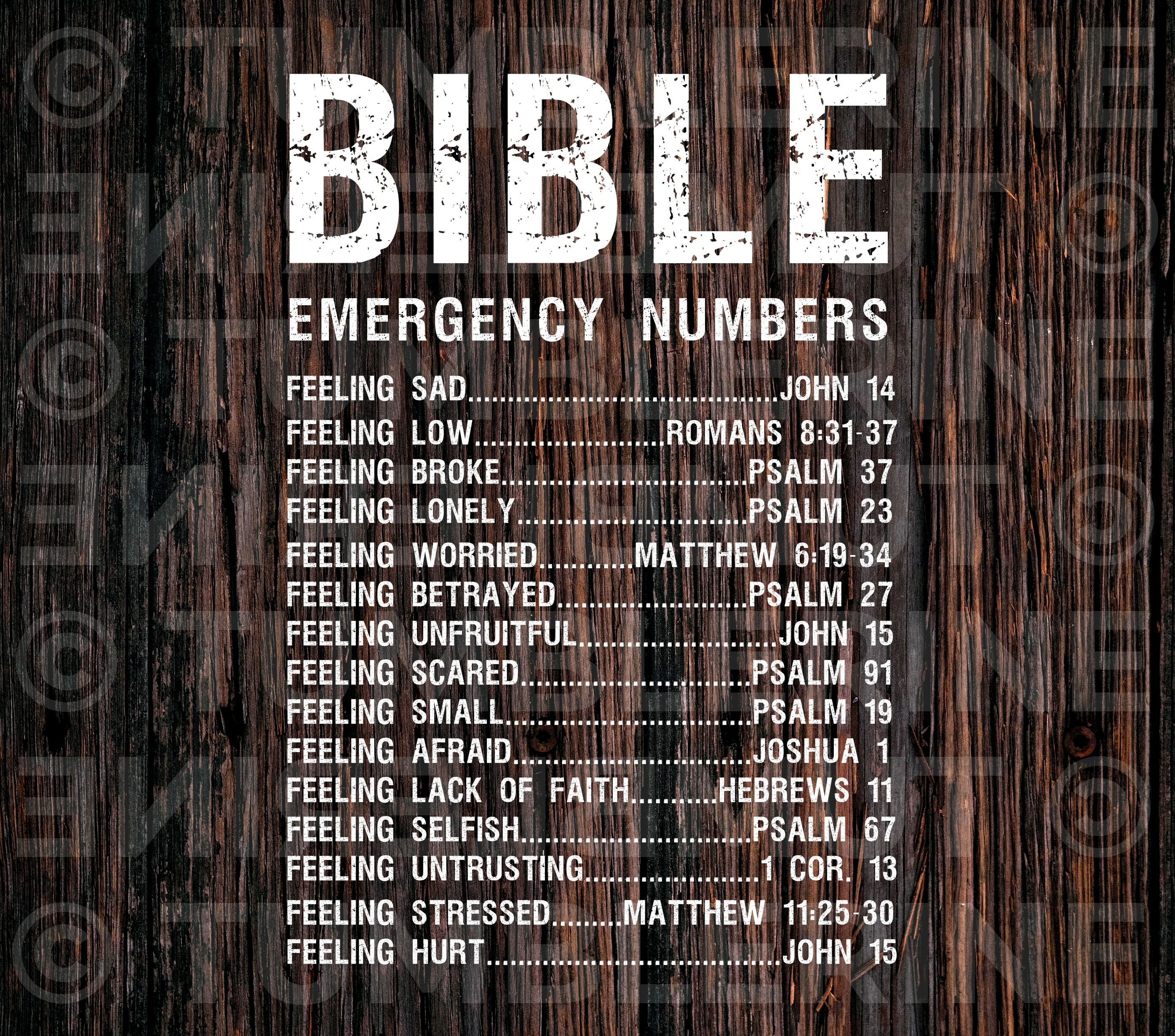Bible Emergency Numbers Faith Tumbler Wrap 20oz Skinny Tumbler ...