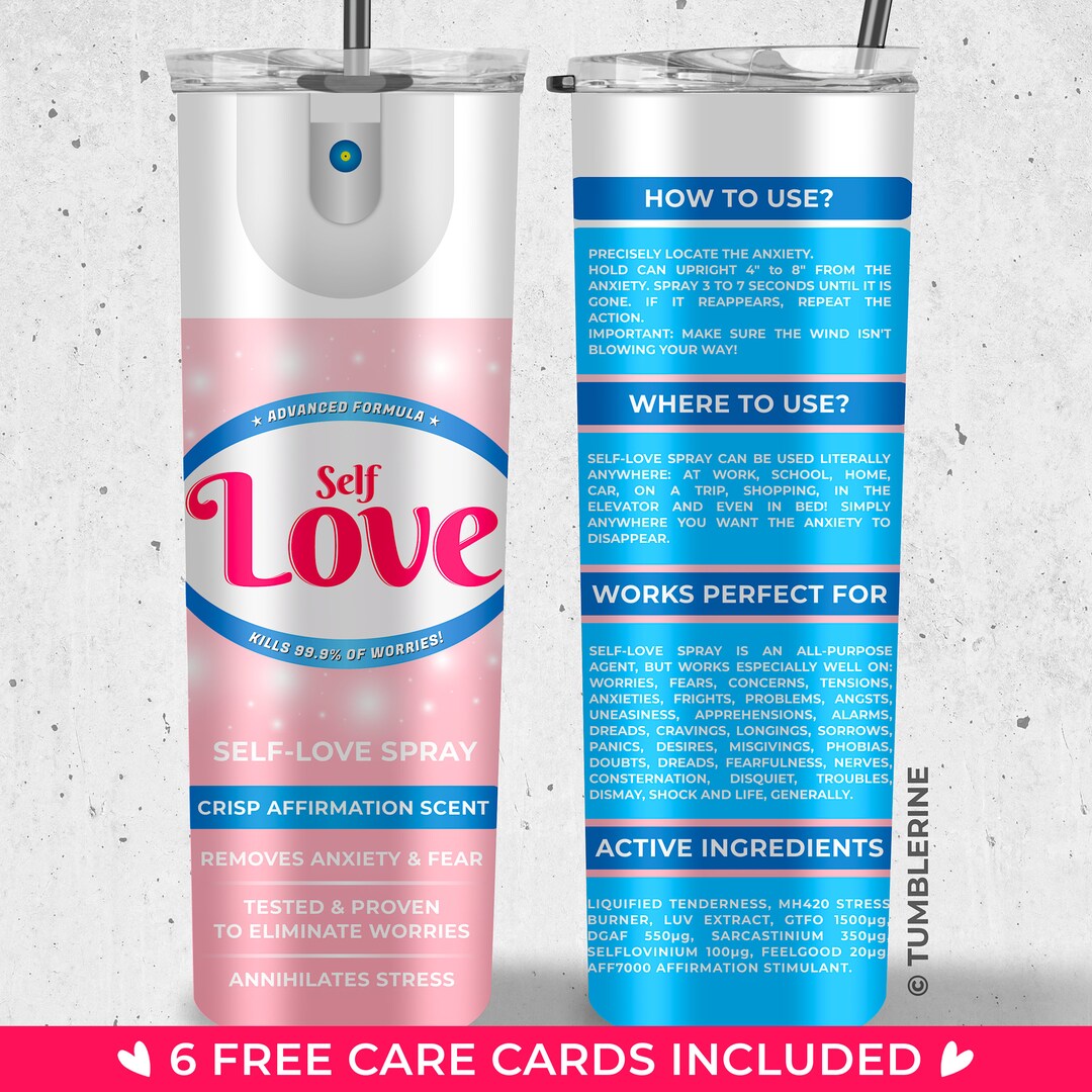 SELF LOVE Spray My Affirmations Seamless Tumbler Wrap, Mental Health ...