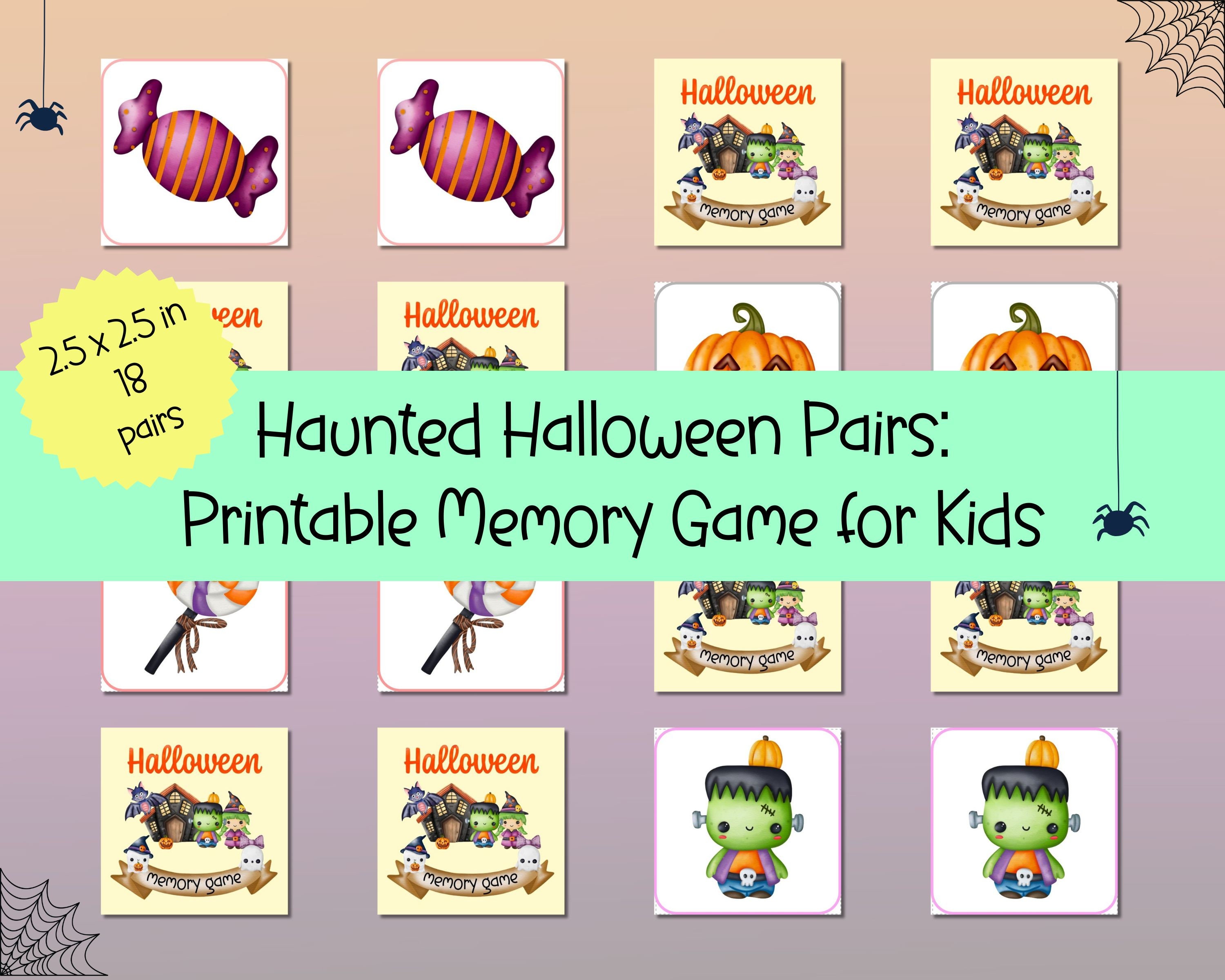 Halloween Printable Memory Game for Kids: Haunted Pairs - Etsy