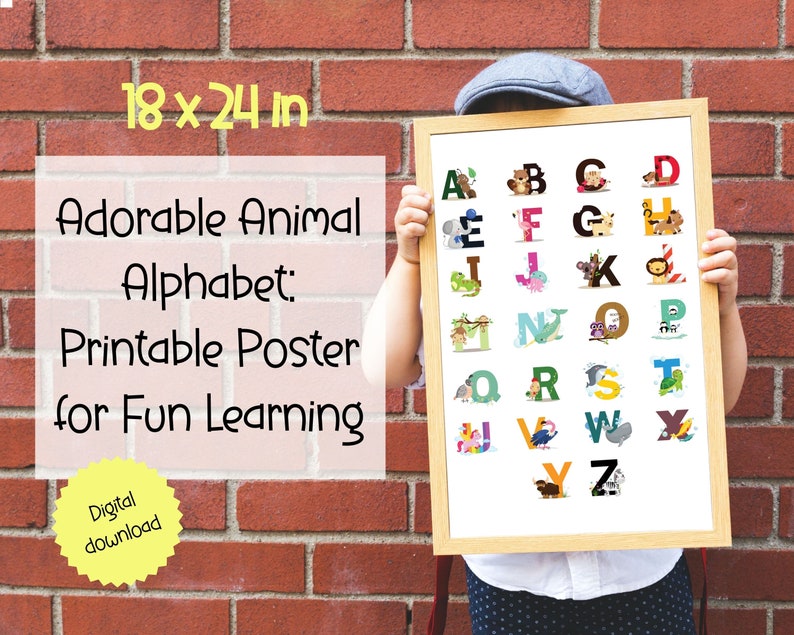 Animal Alphabet Poster 18x24 Printable - Etsy