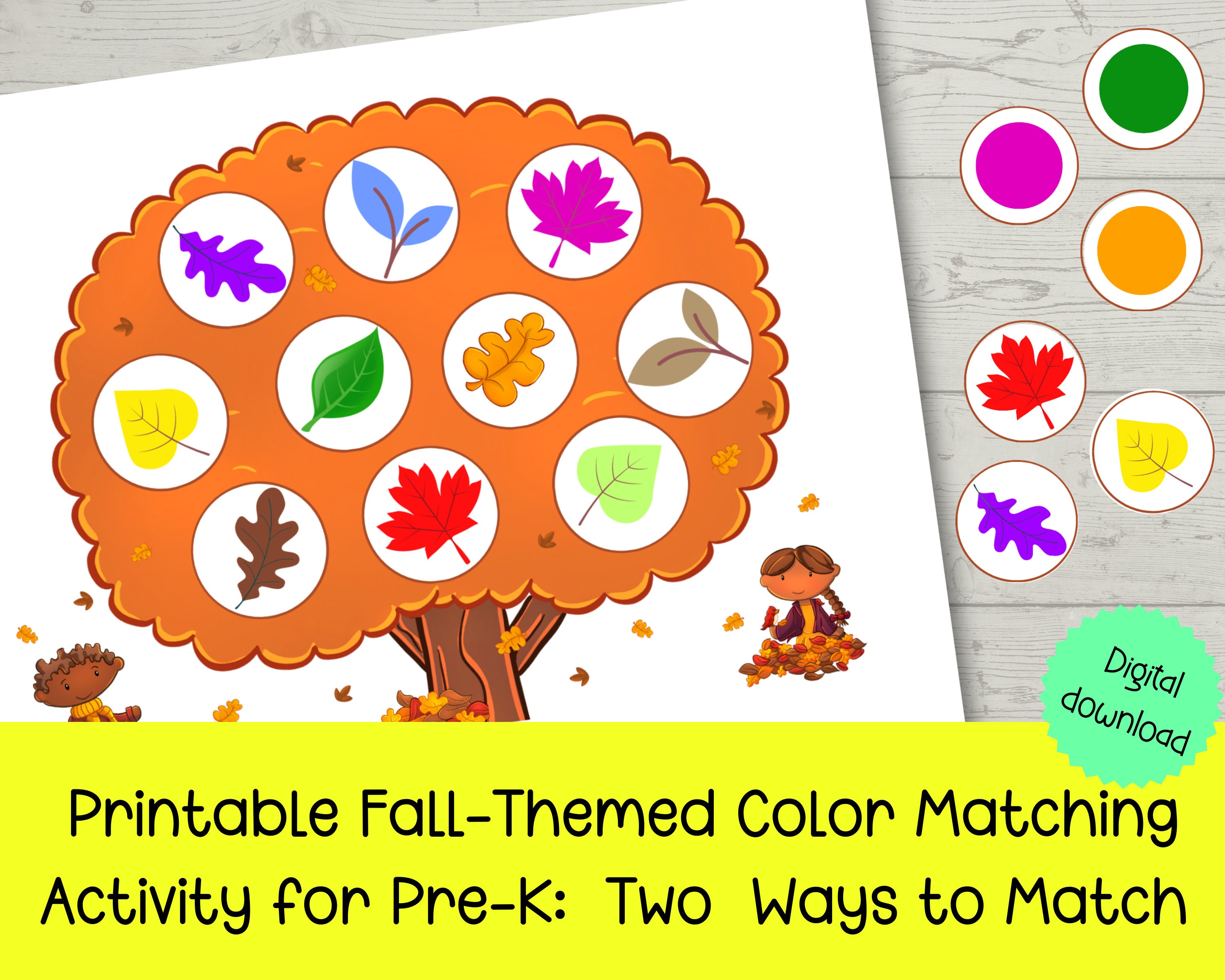 Printable Fall-themed Color Matching Activity for Pre-k: Toddlers Busy ...