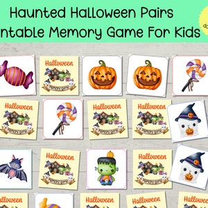 Halloween Printable Memory Game for Kids: Haunted Pairs - Etsy
