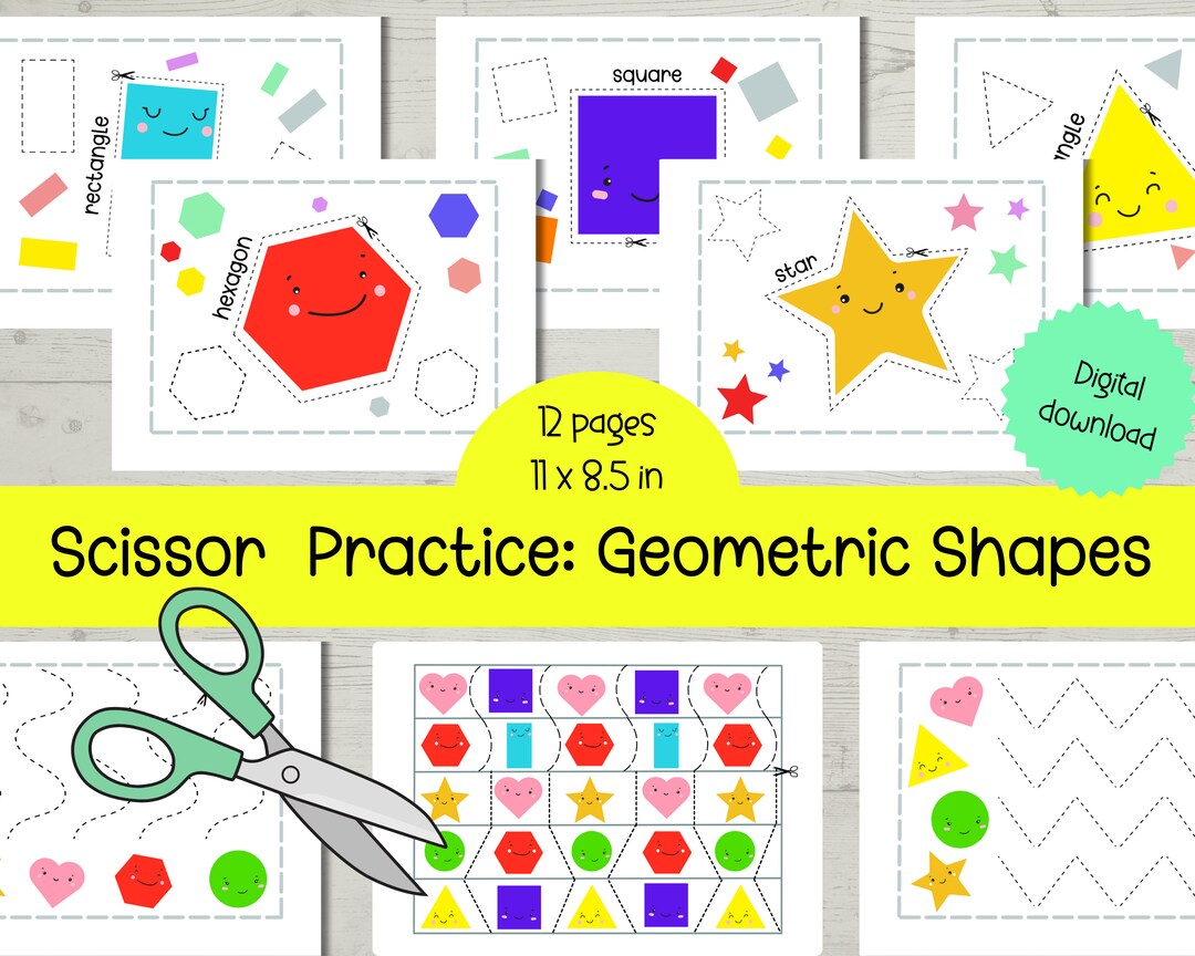 Scissor Practice for Kids: Printable Worksheets, Learning Shapes, Fine ...