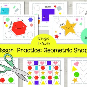 Scissor Practice for Kids: Printable Worksheets, Learning Shapes, Fine ...